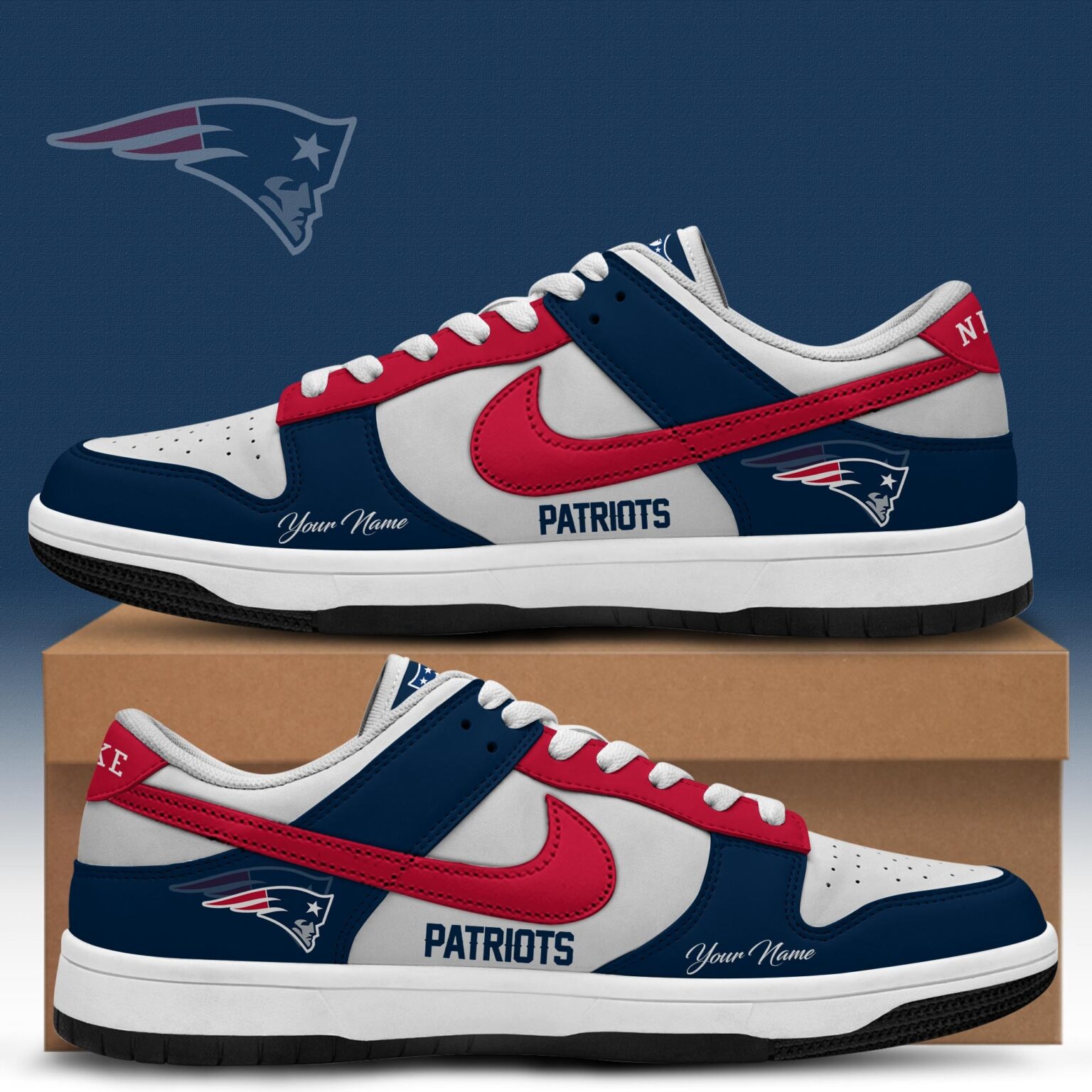 New England Patriots x Personalized Dunk Low Shoes Special Edition ...